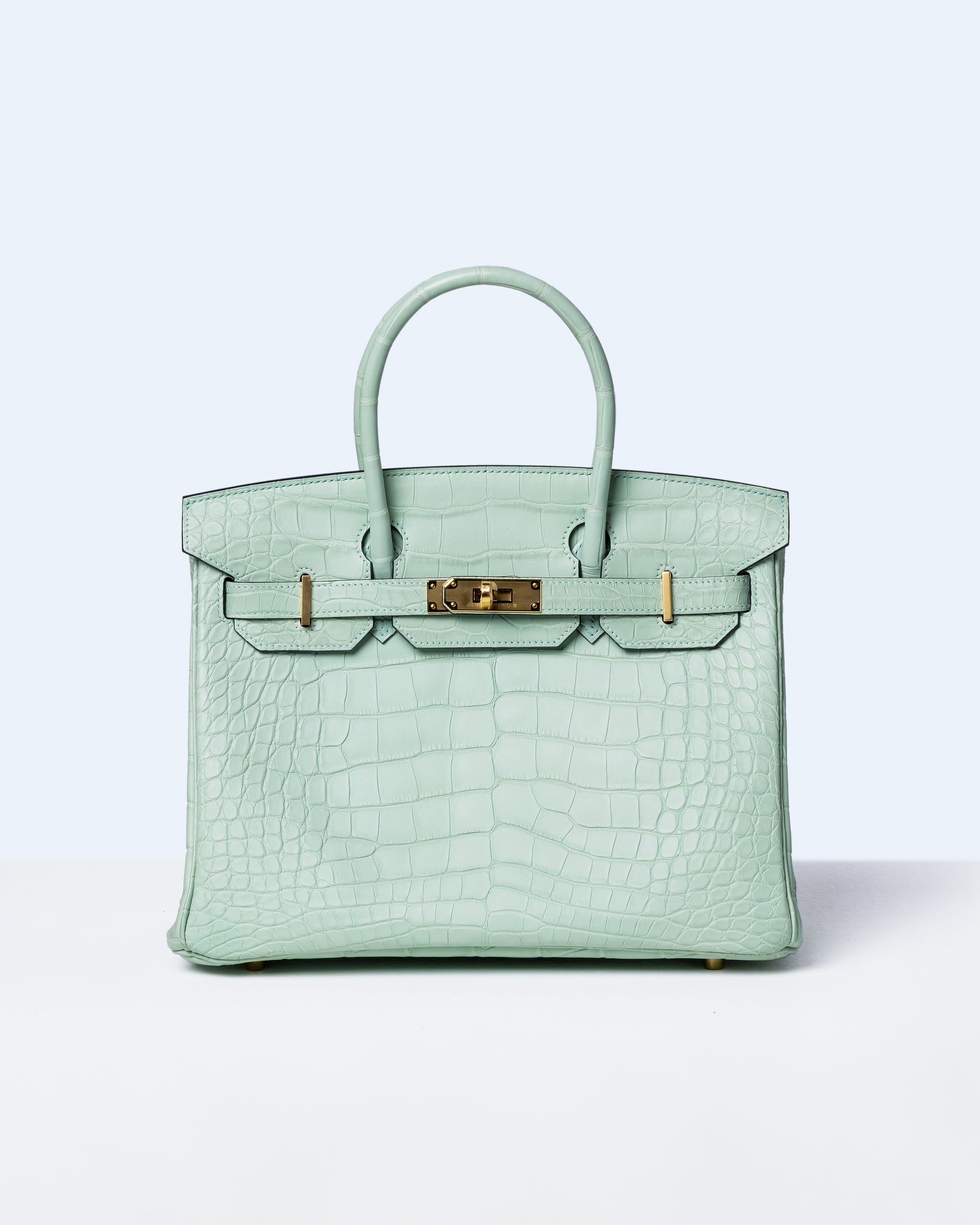 Birkin 30 Vert D'eau in Matte Alligator with Gold Hardware – Diamonds ...