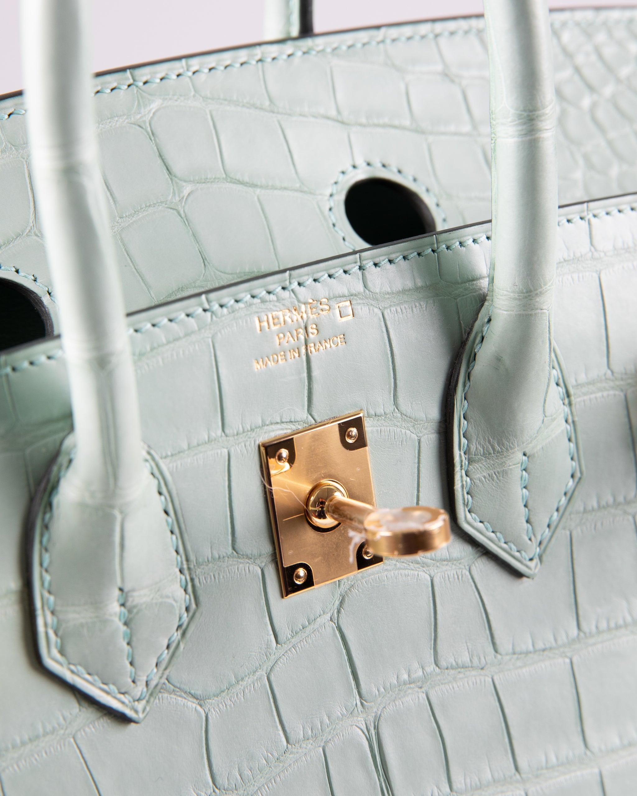 Birkin 25 Sellier in Vert D'eau Matte Alligator with Gold Hardware ...